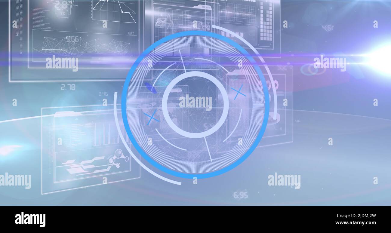 Image of processing circle moving over scientific graph and data Stock ...