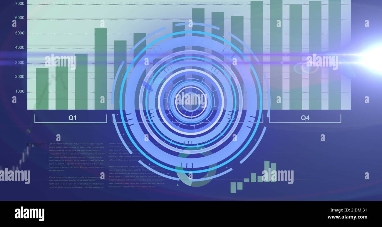 Image of processing circle moving over scientific graph and data Stock ...