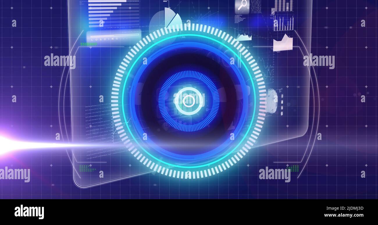 Image of processing circle moving over scientific graph and data Stock ...