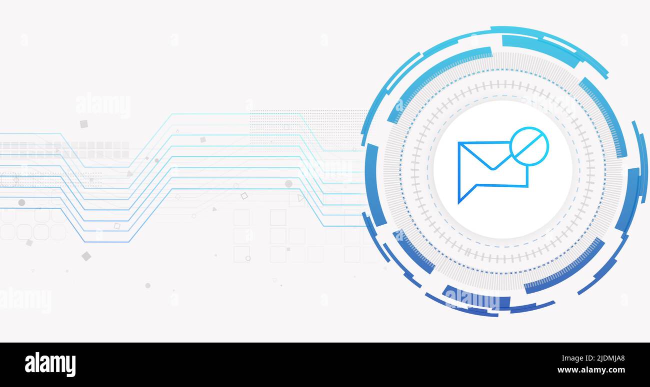 Image of network of connections and envelope on white background Stock ...