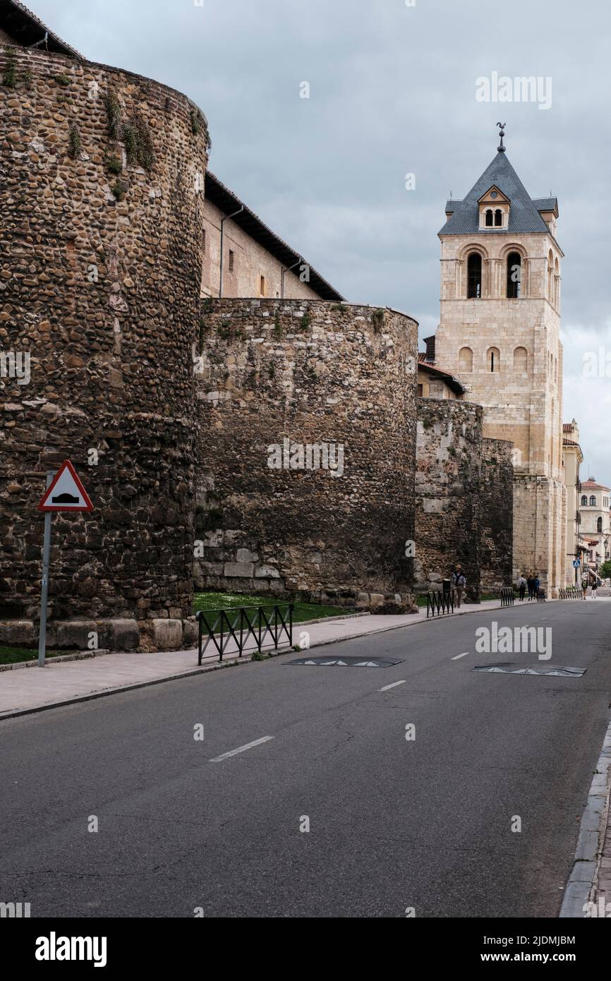 Spain, Leon. Remnants of the Roman Wall withLater Medieval Additions ...