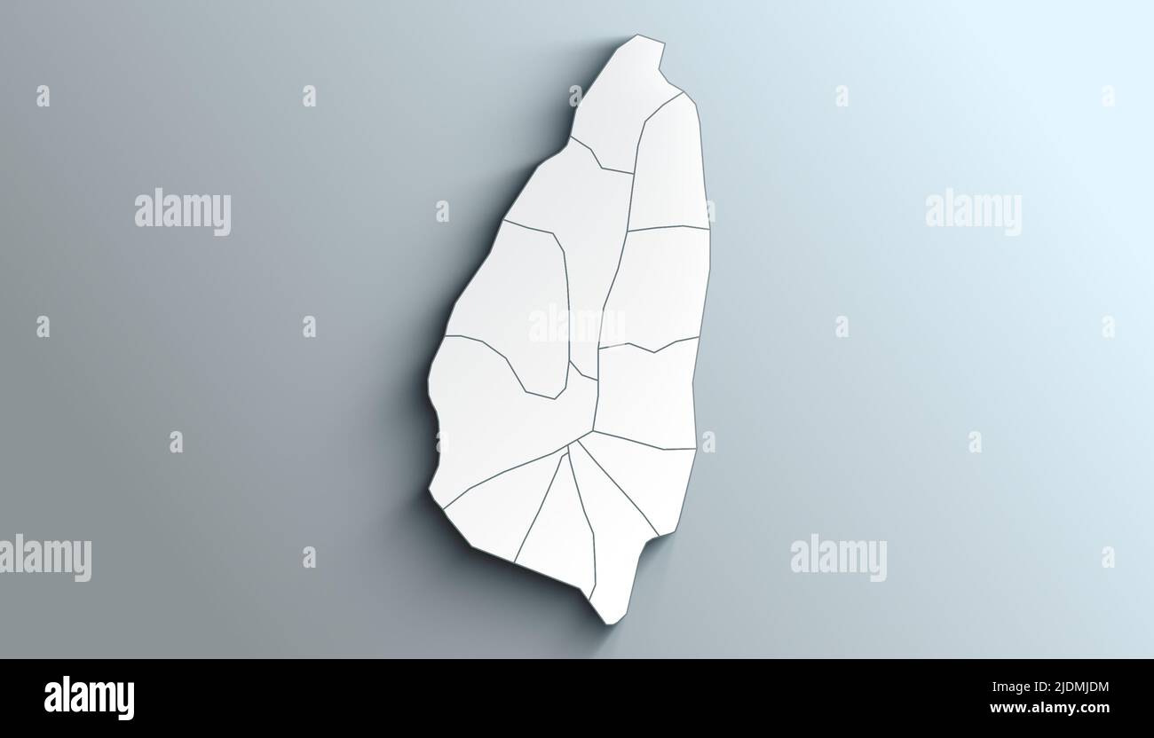 Geographical Map of Saint Lucia with Quarters with Counties with ...