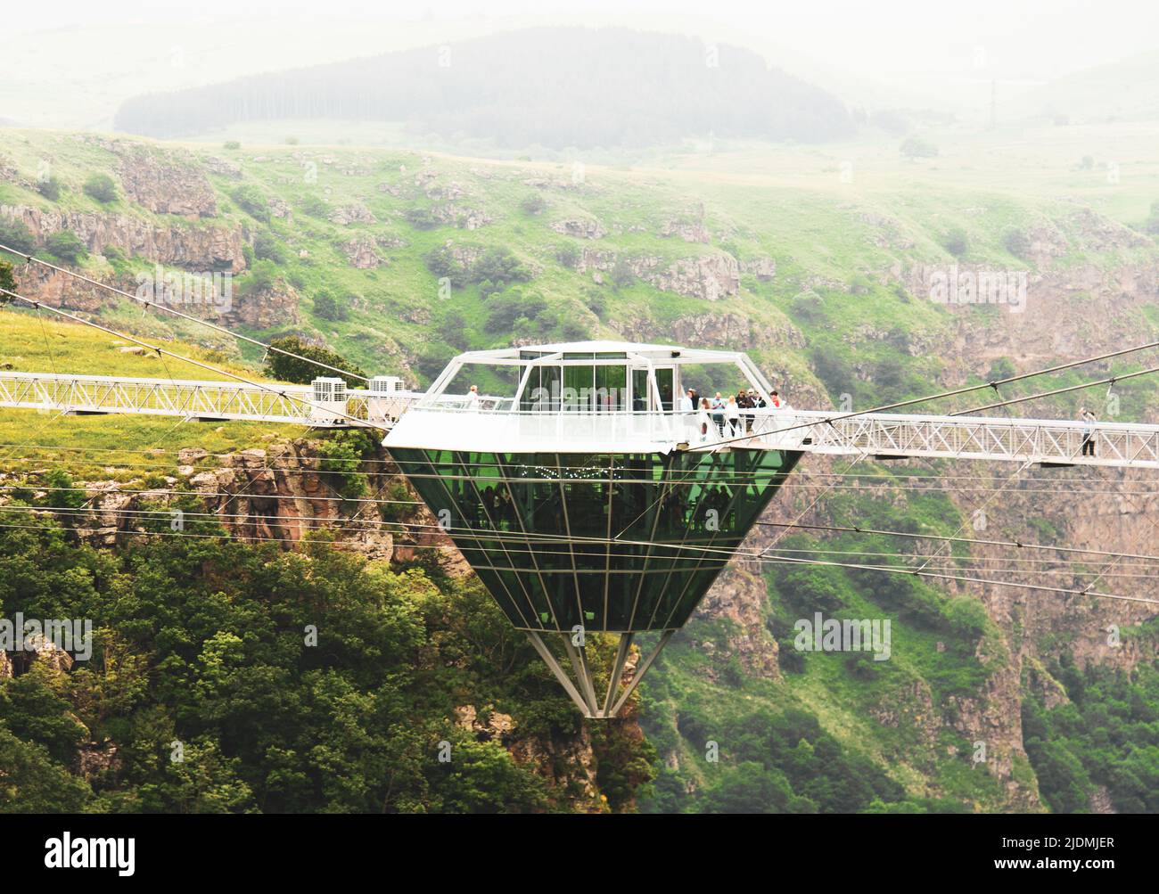 Diamond shape platform on glass bridge over scenic dashbashi valley in ...