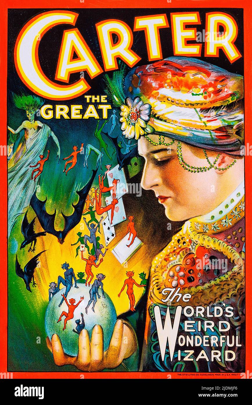 Vintage 1920s Magician Poster for Carter The Great - The Worlds Weird ...