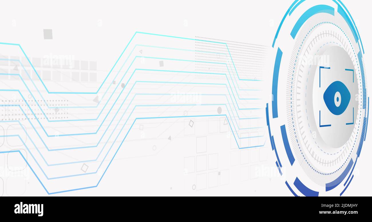 Image of network of connections and eye on white background Stock Photo ...