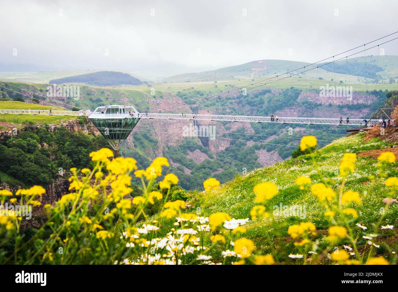 Dashbashi, Georgia - 19th june, 2022: Diamond shape platform on glass ...