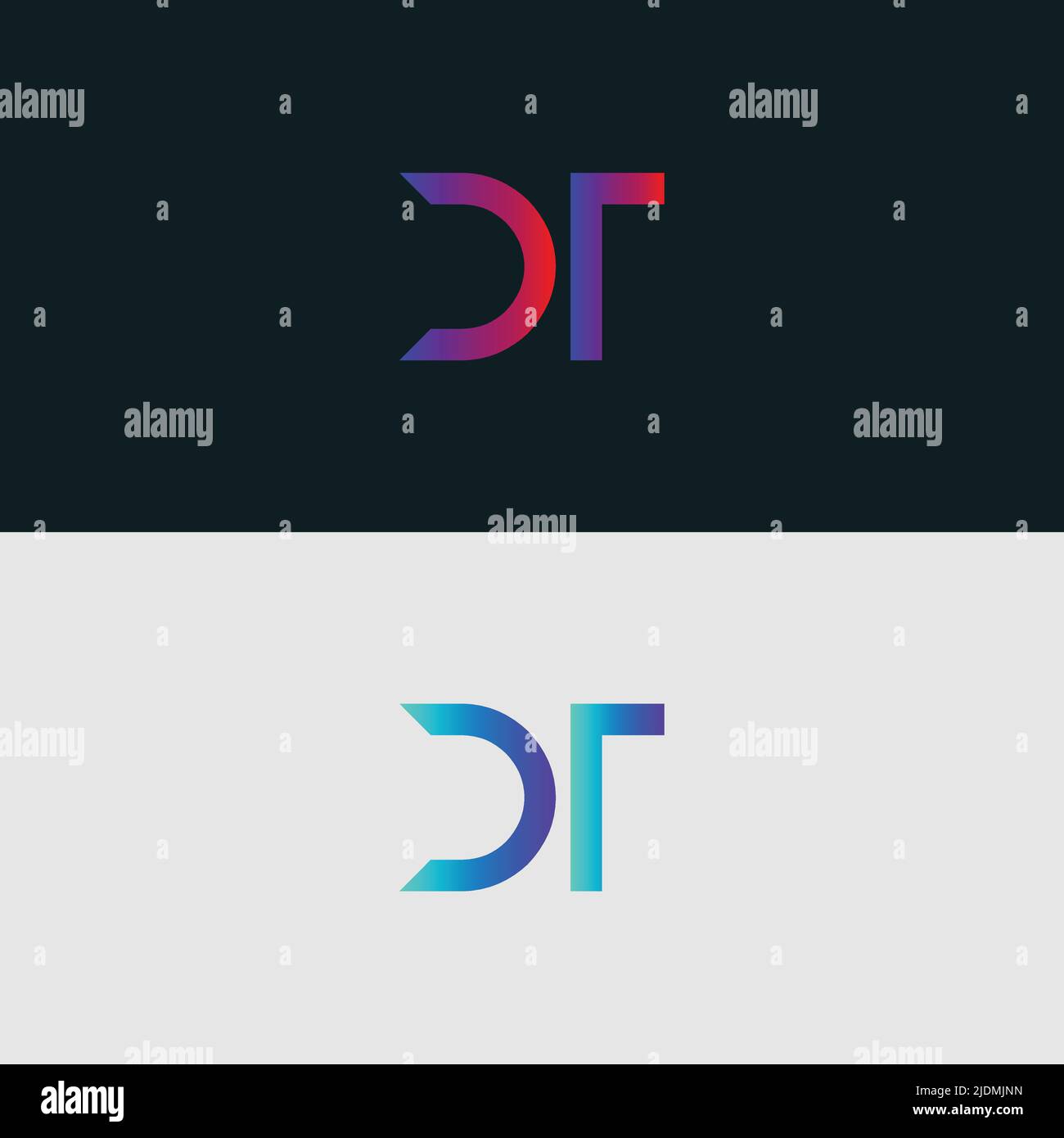 Initial Alphabet letter Logo icon DT, colorful vibrant gradient color ...