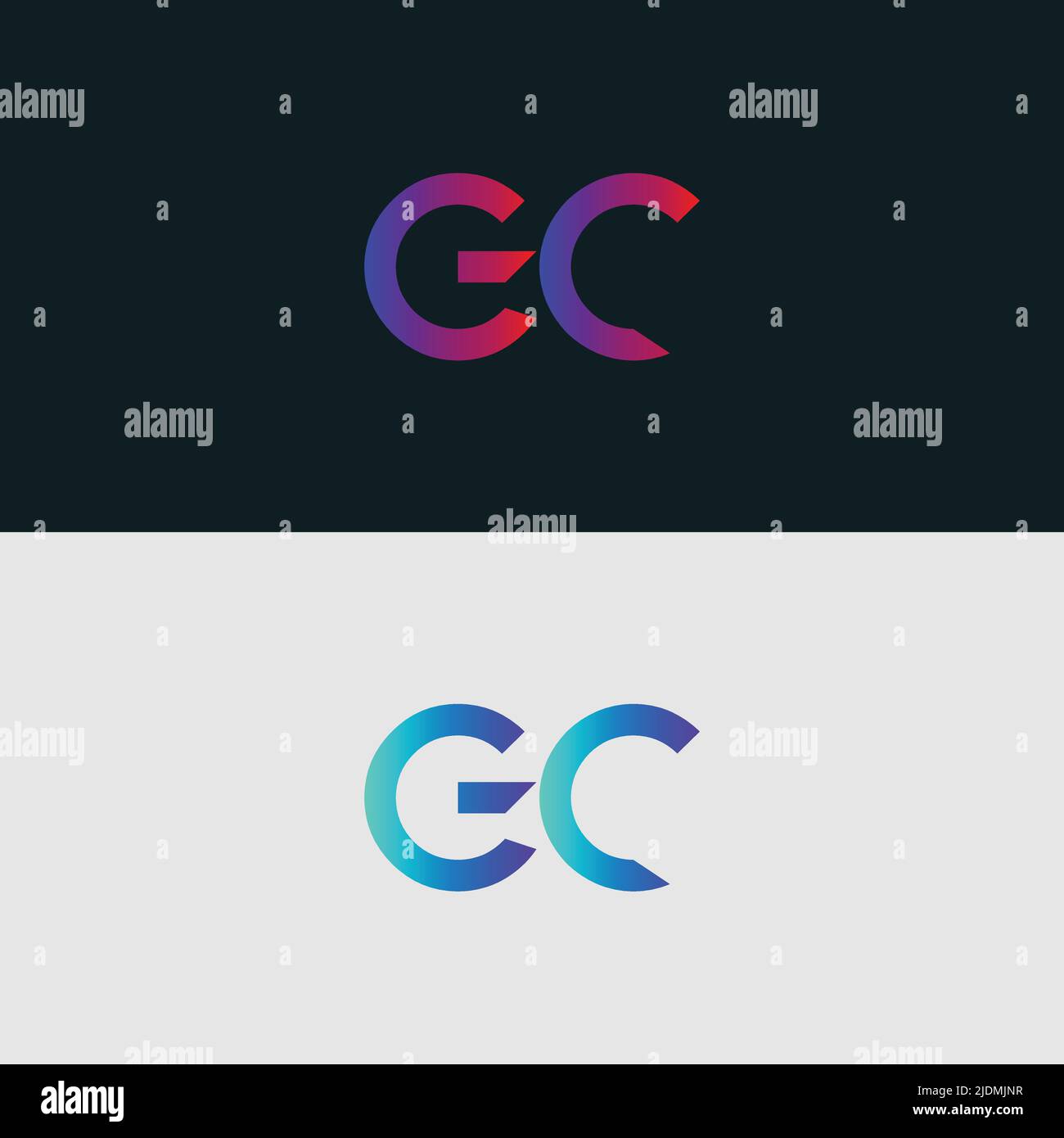 Initial Alphabet letter Logo icon GC, colorful vibrant gradient color ...