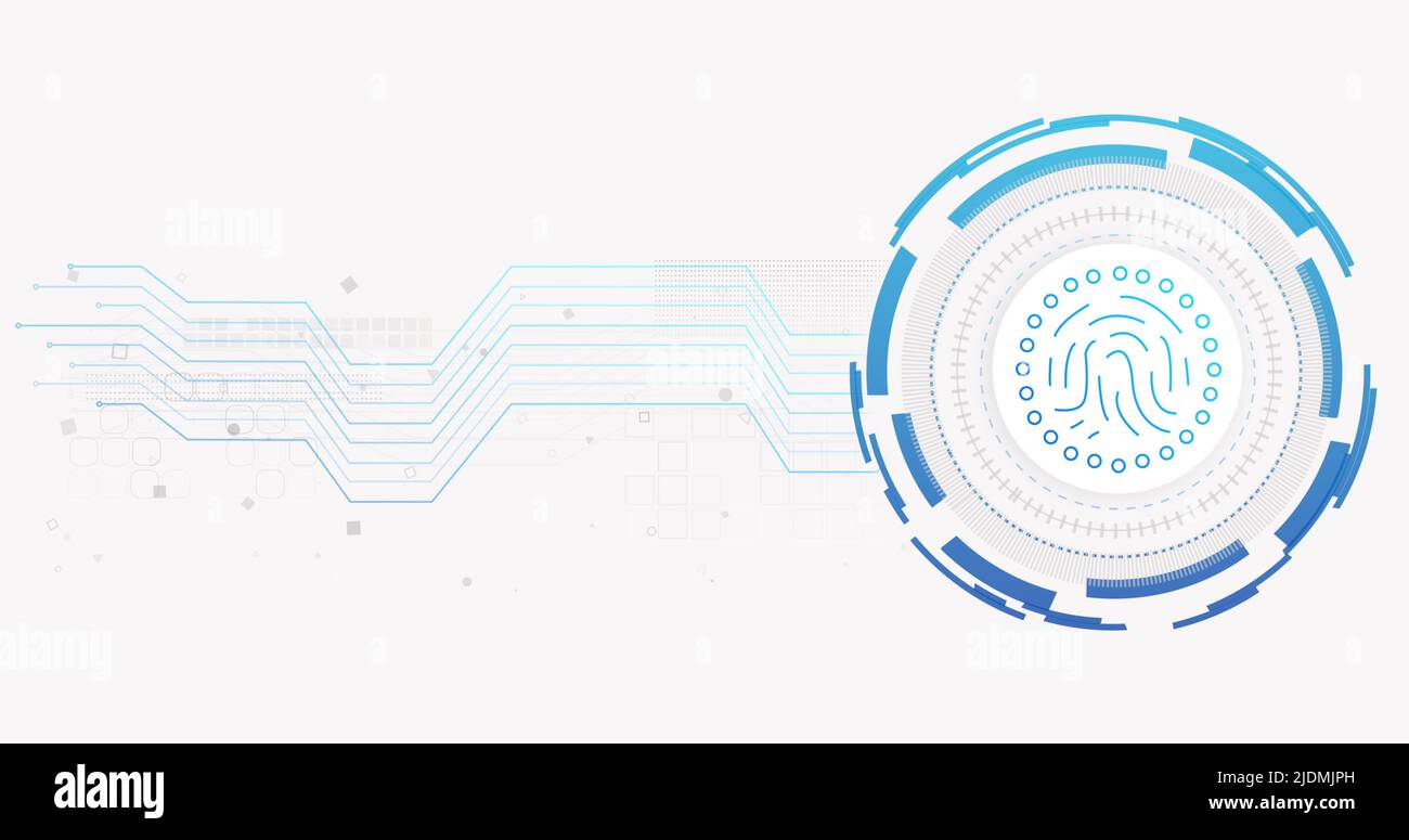 Image of network of connections and fingerprint on white background ...