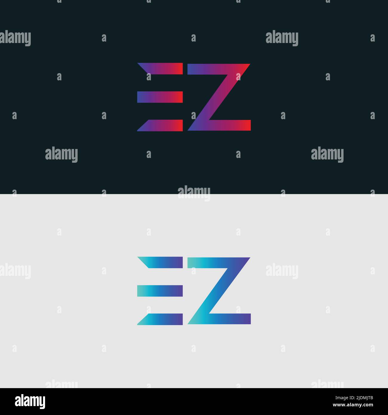 Initial Alphabet letter Logo icon EZ, colorful vibrant gradient color ...