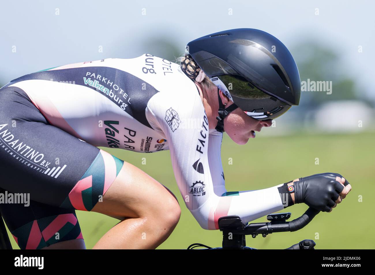 EMMEN - Cyclist Leonie Bos during the Dutch National Time Trial ...