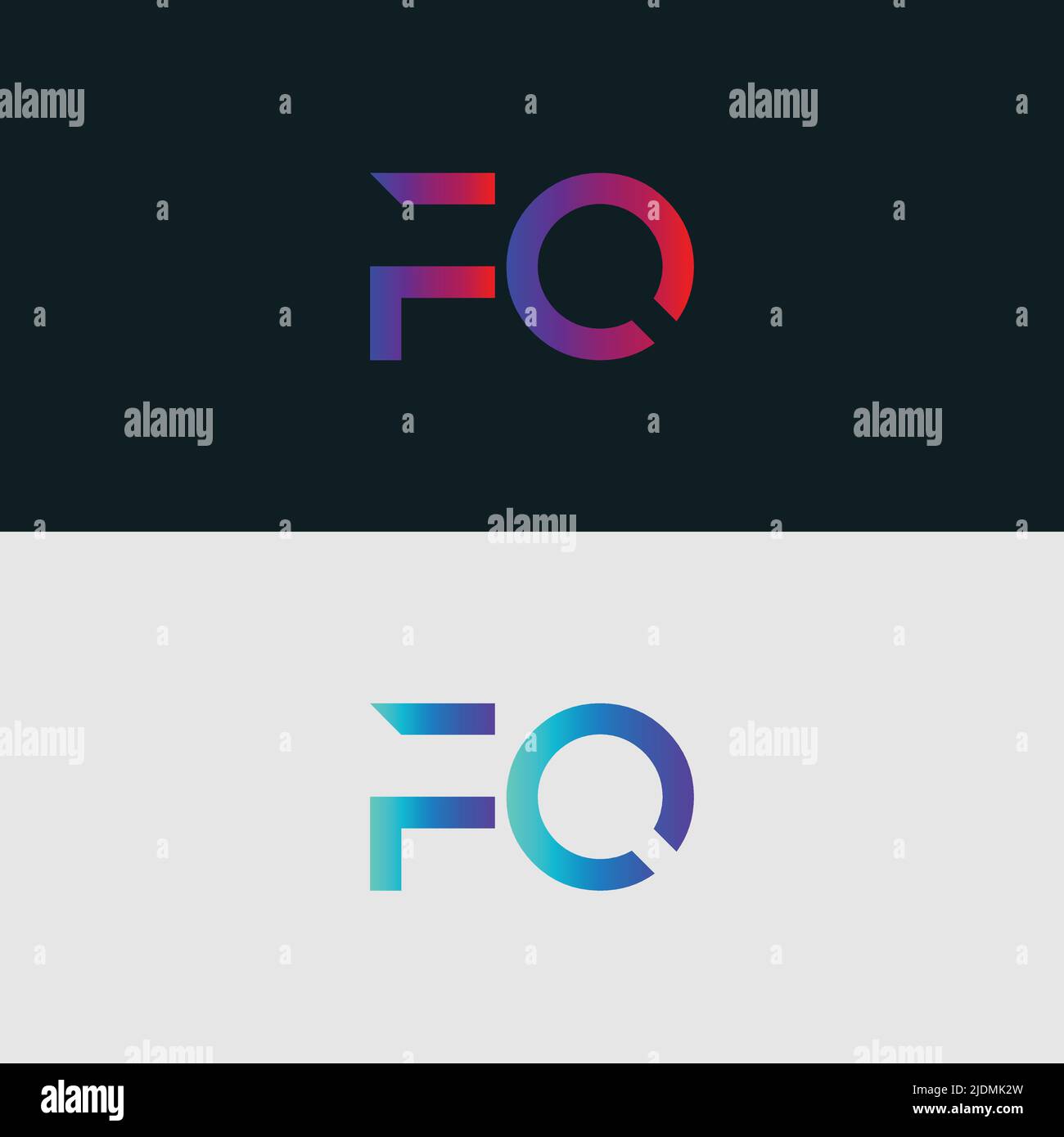 Initial Alphabet letter Logo icon FQ, colorful vibrant gradient color ...