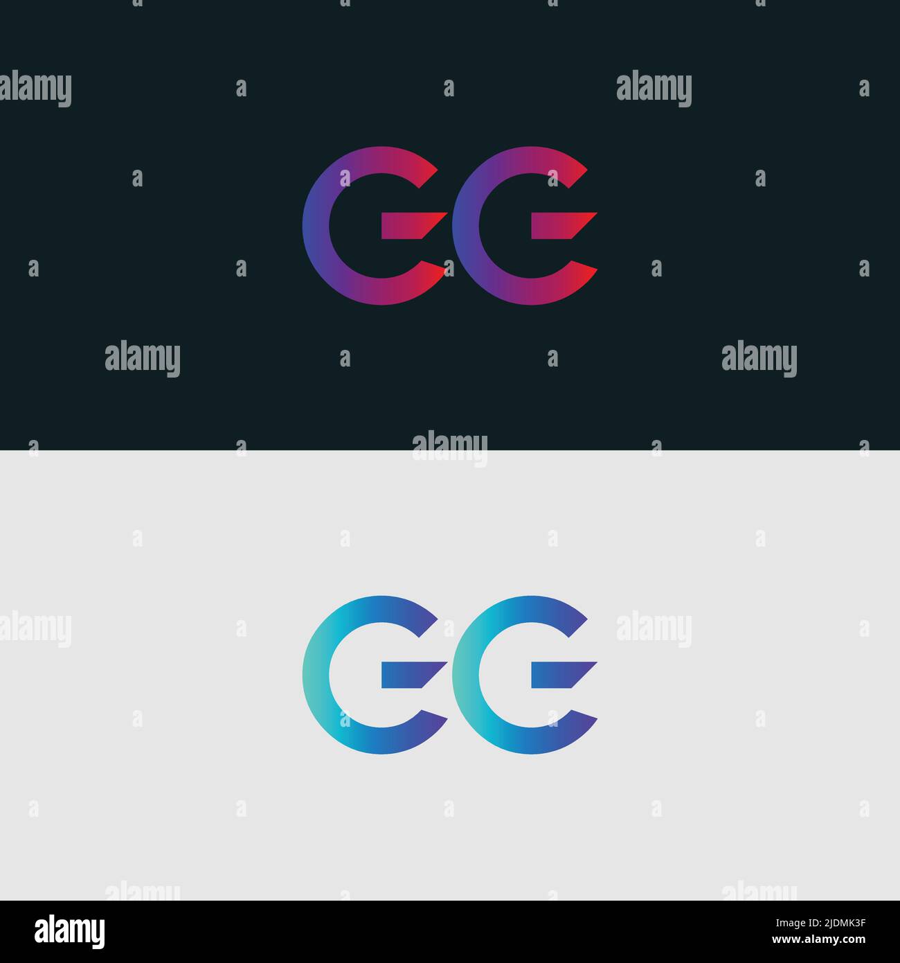 Initial Alphabet letter Logo icon GG, colorful vibrant gradient color ...