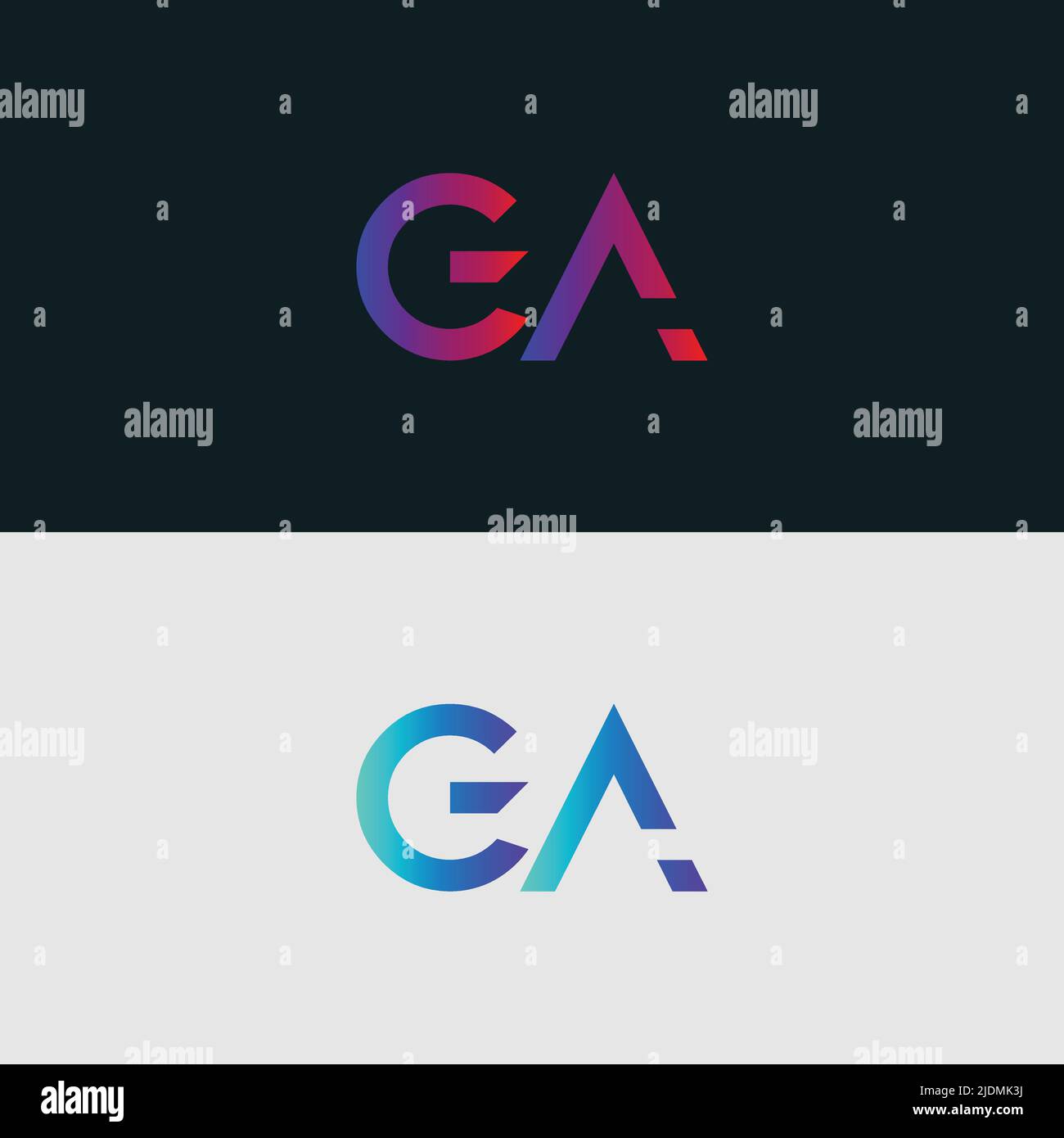 Initial Alphabet letter Logo icon GA, colorful vibrant gradient color ...