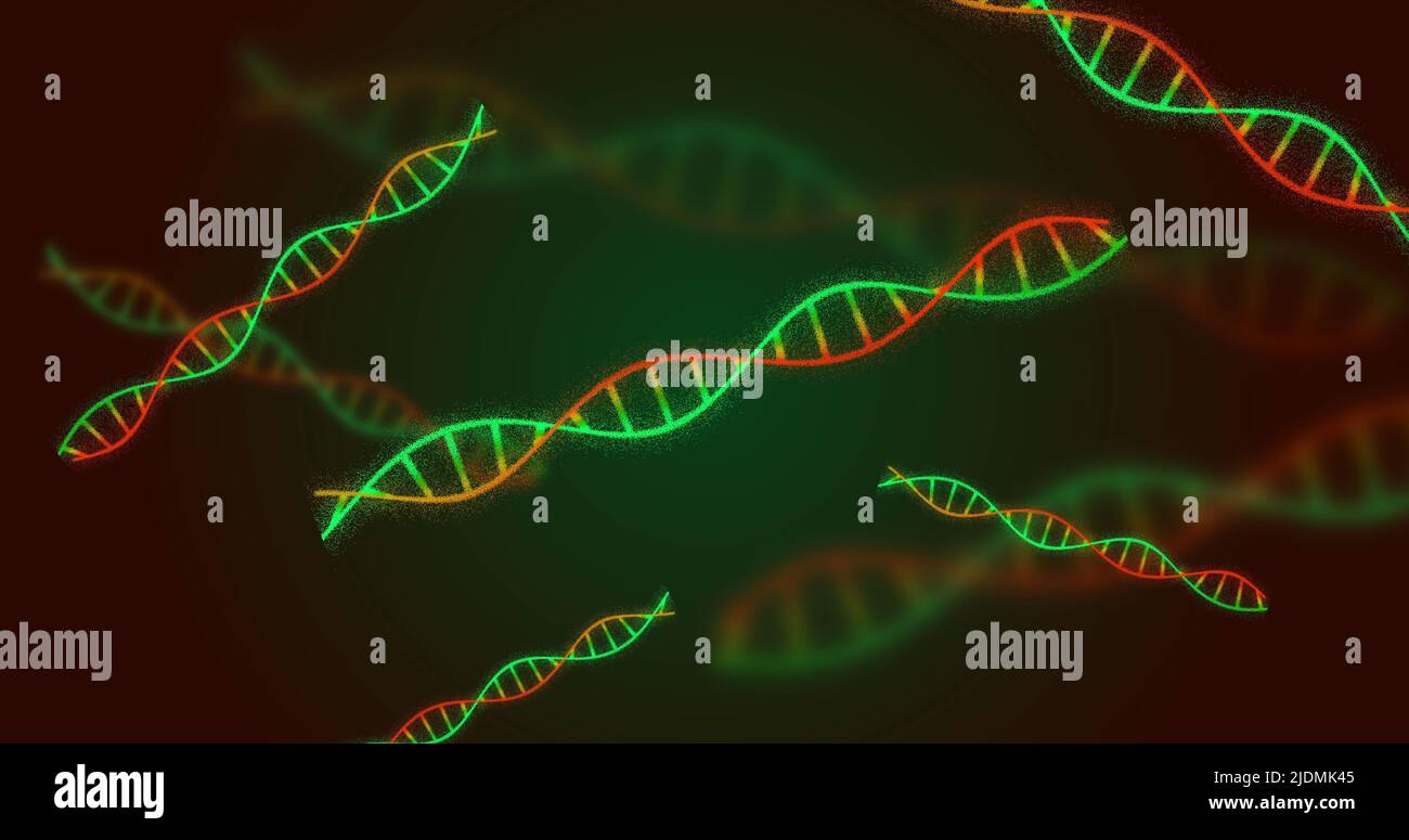 Image of dna strands on green background Stock Photo - Alamy
