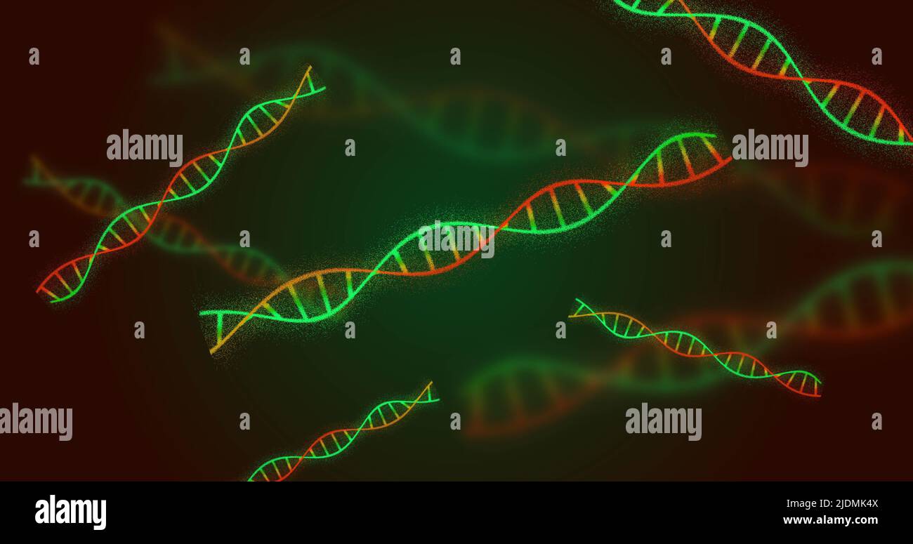 Image of dna strands on green background Stock Photo - Alamy