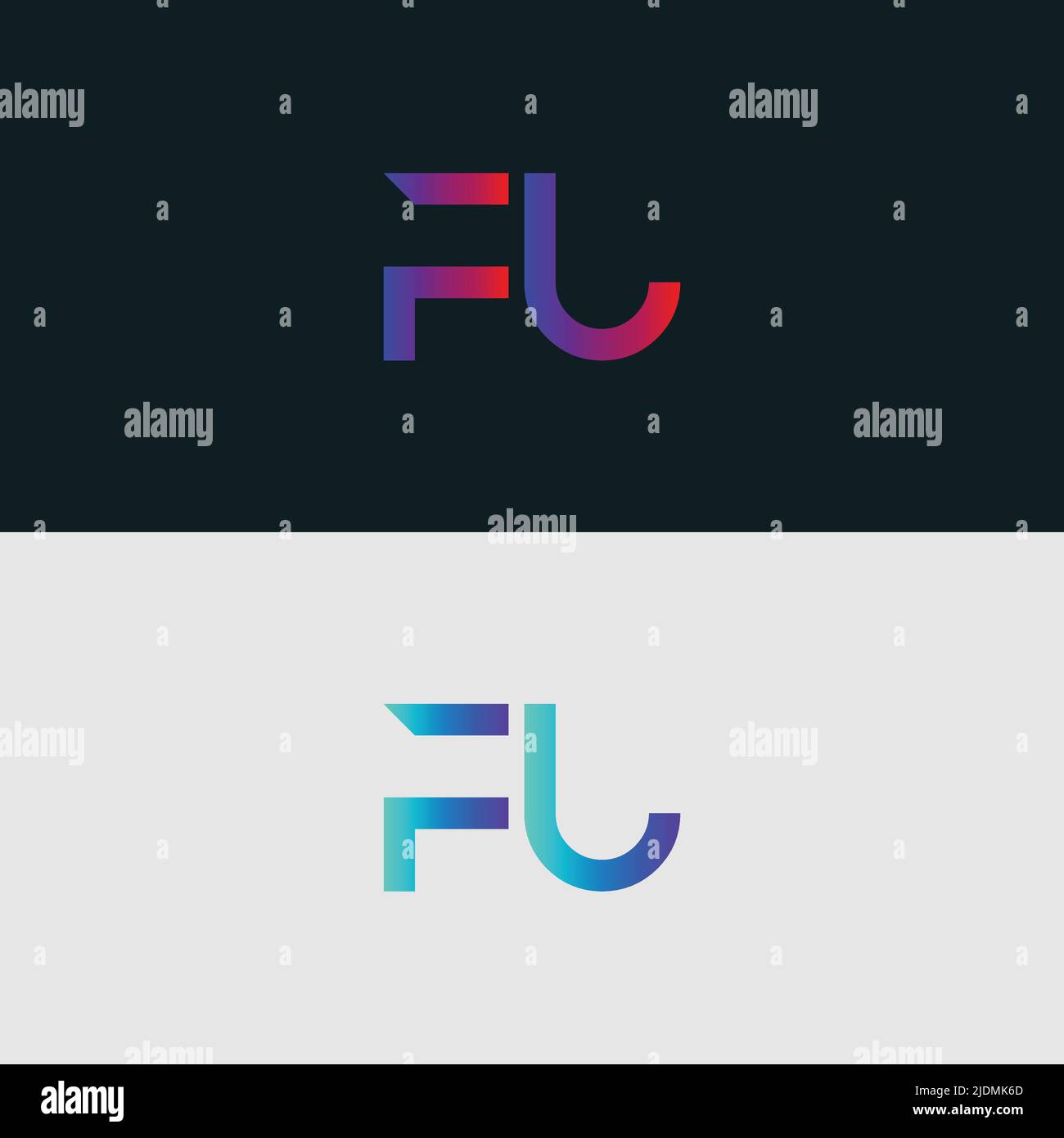 Initial Alphabet letter Logo icon FU, colorful vibrant gradient color ...