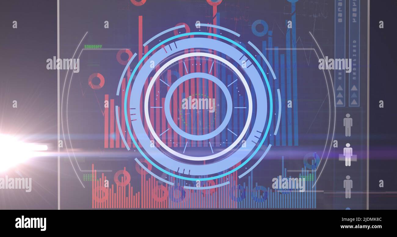Image of light, processing circle on scientific graph and data Stock ...