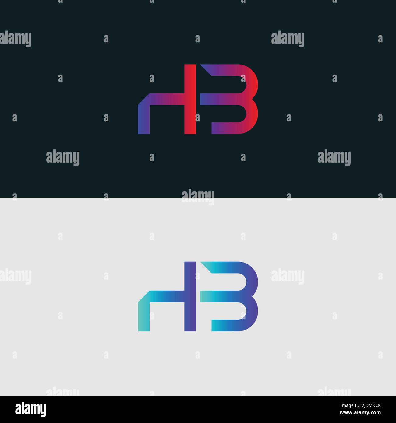 Initial Alphabet letter Logo icon HB, colorful vibrant gradient color ...