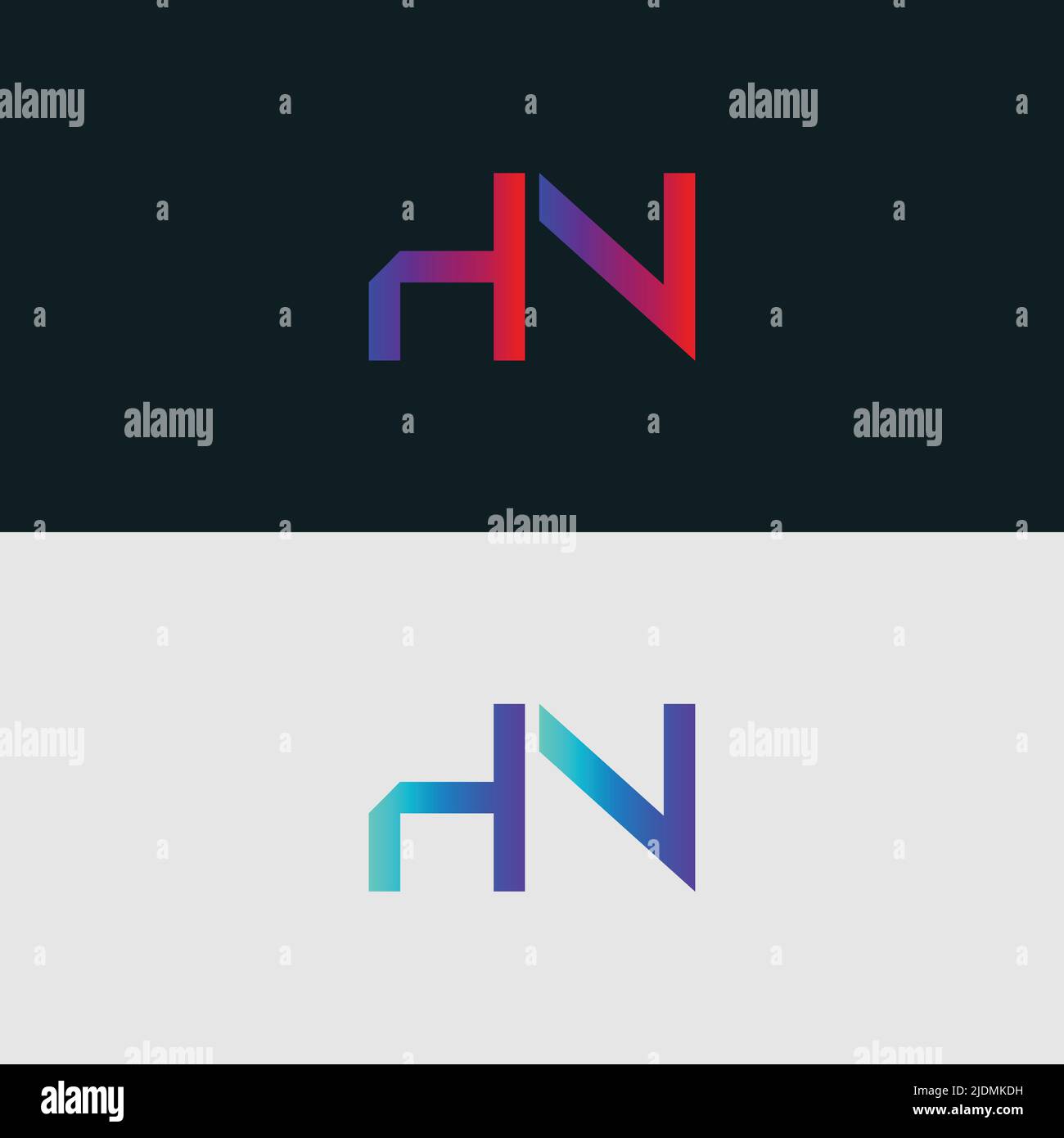 Initial Alphabet letter Logo icon HN, colorful vibrant gradient color ...