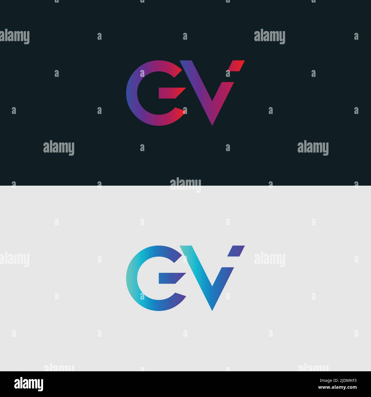Initial Alphabet letter Logo icon GV, colorful vibrant gradient color ...
