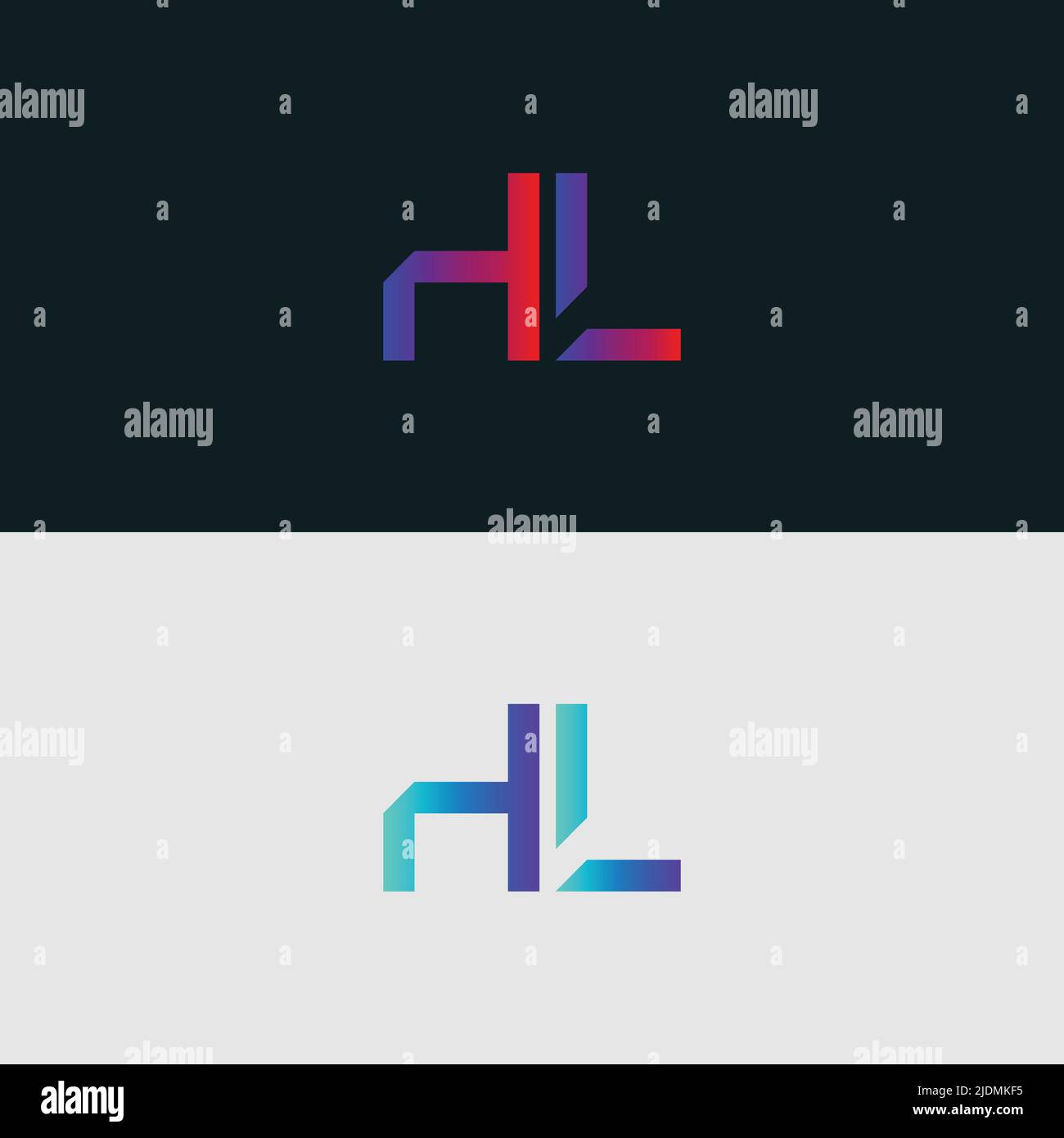 Initial Alphabet letter Logo icon HL, colorful vibrant gradient color ...