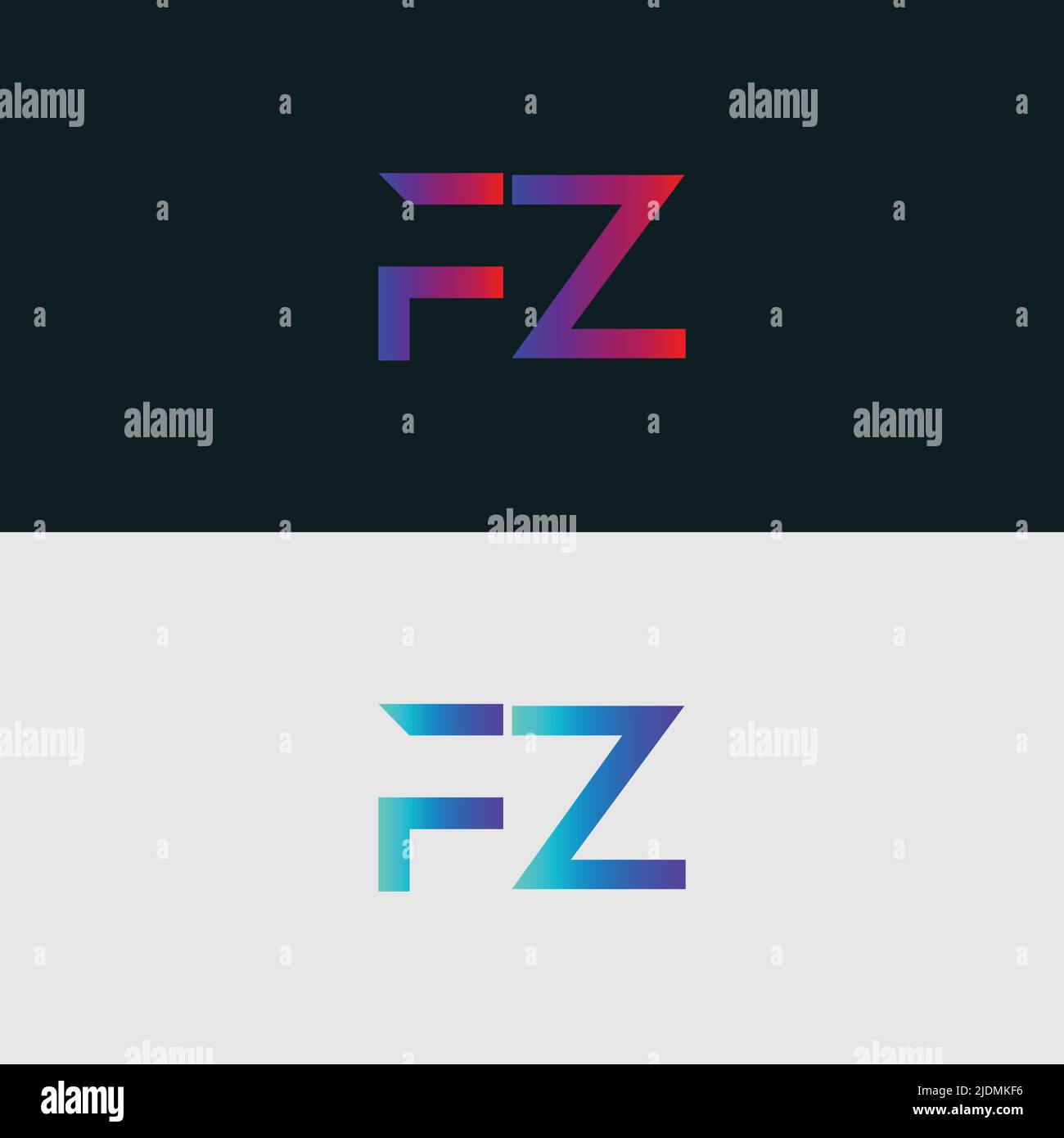 Initial Alphabet letter Logo icon FZ, colorful vibrant gradient color ...