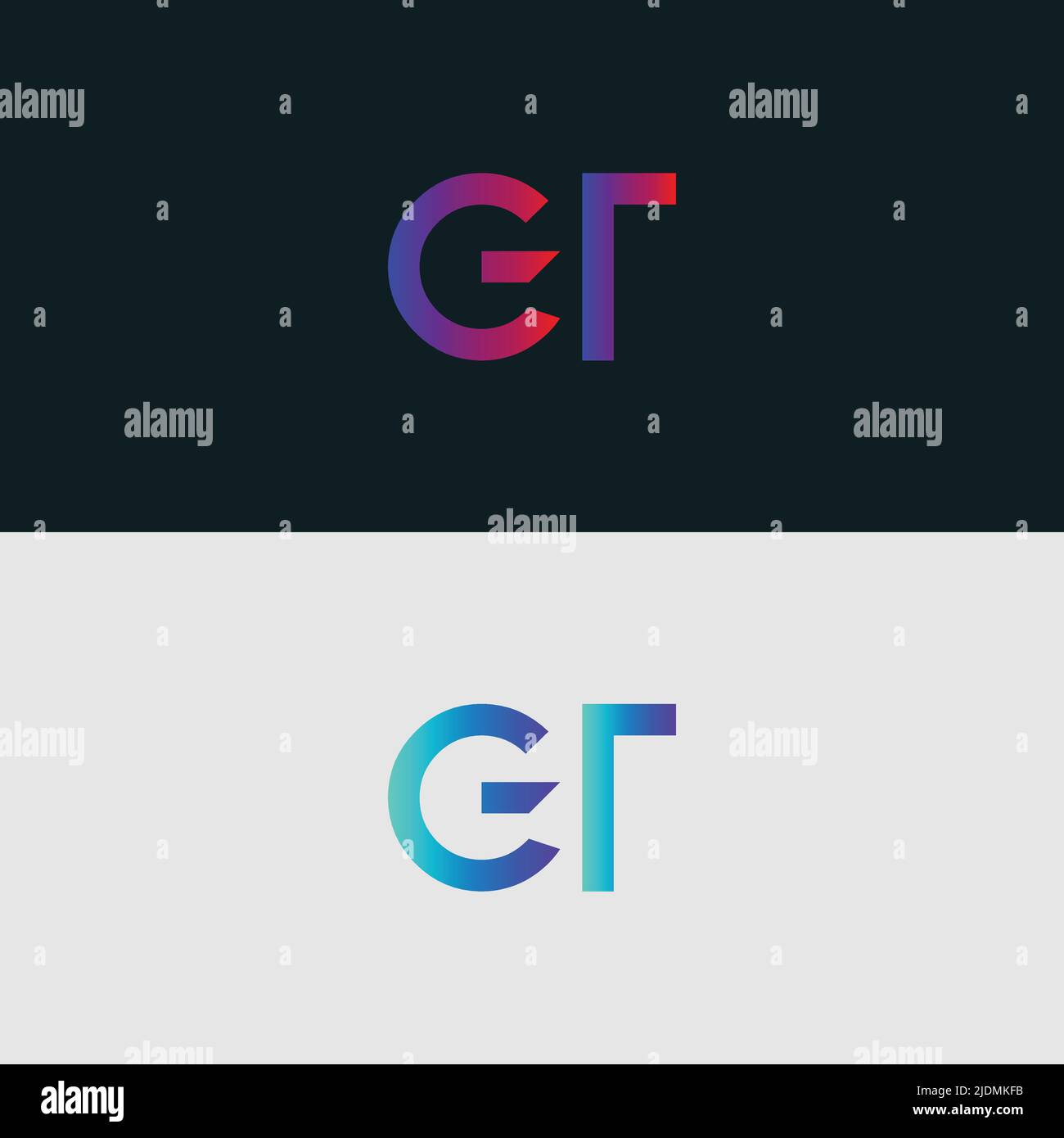 Initial Alphabet letter Logo icon GT, colorful vibrant gradient color ...