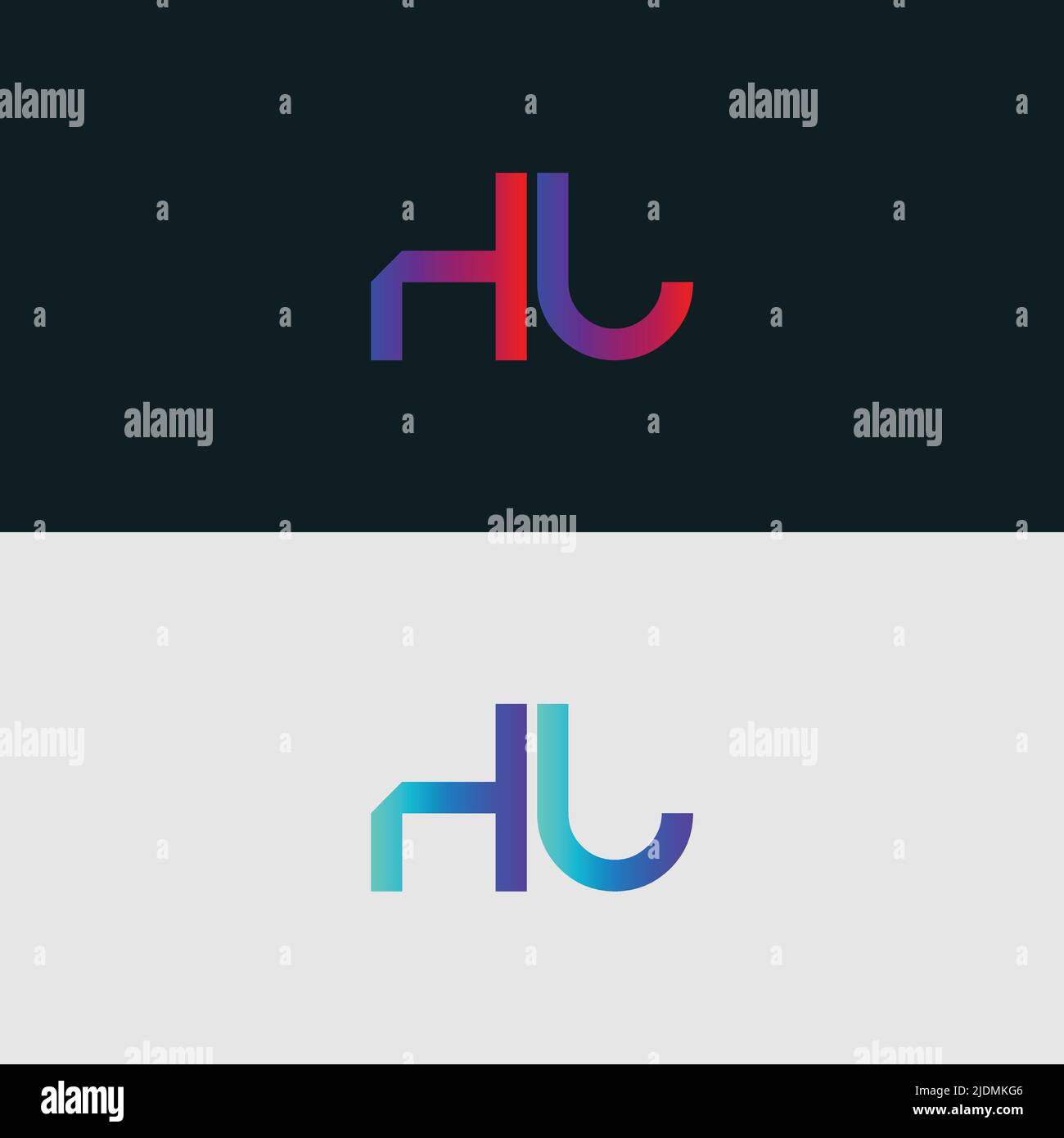 Initial Alphabet letter Logo icon HU, colorful vibrant gradient color ...