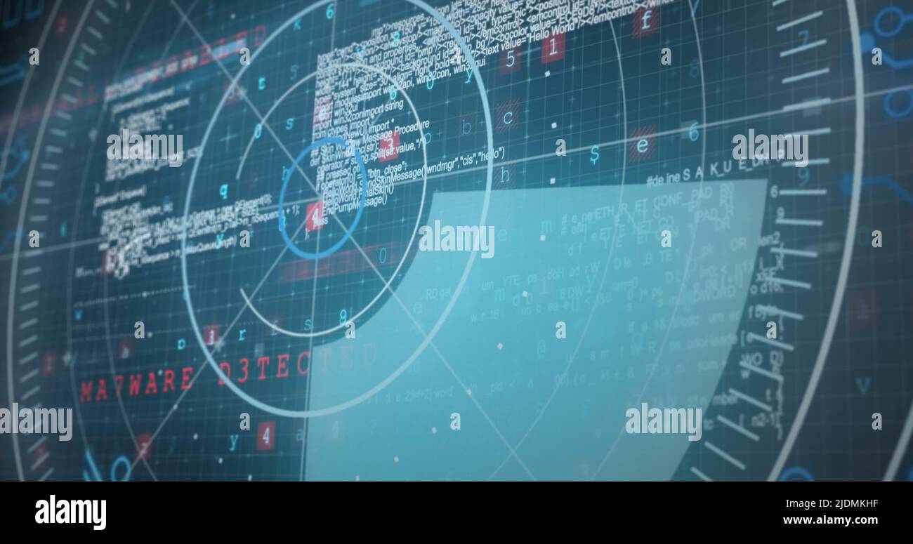 Image of data processing and radar in blue digital space Stock Photo ...