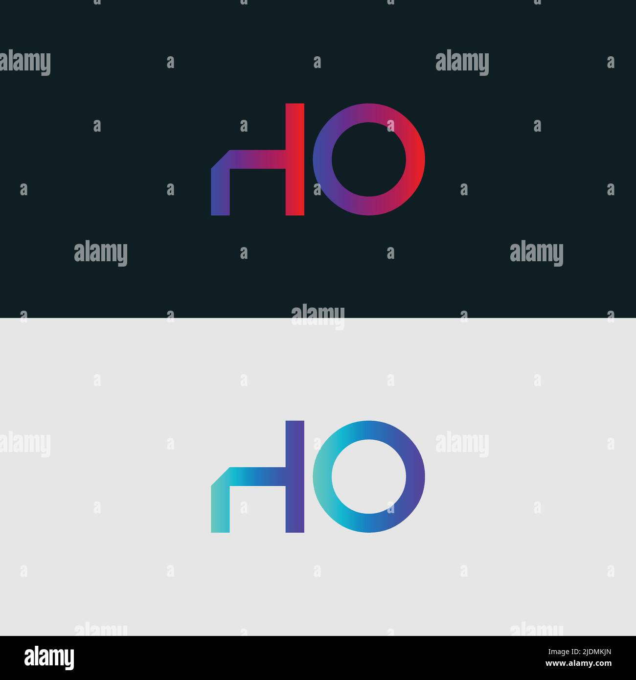 Initial Alphabet letter Logo icon HO, colorful vibrant gradient color ...