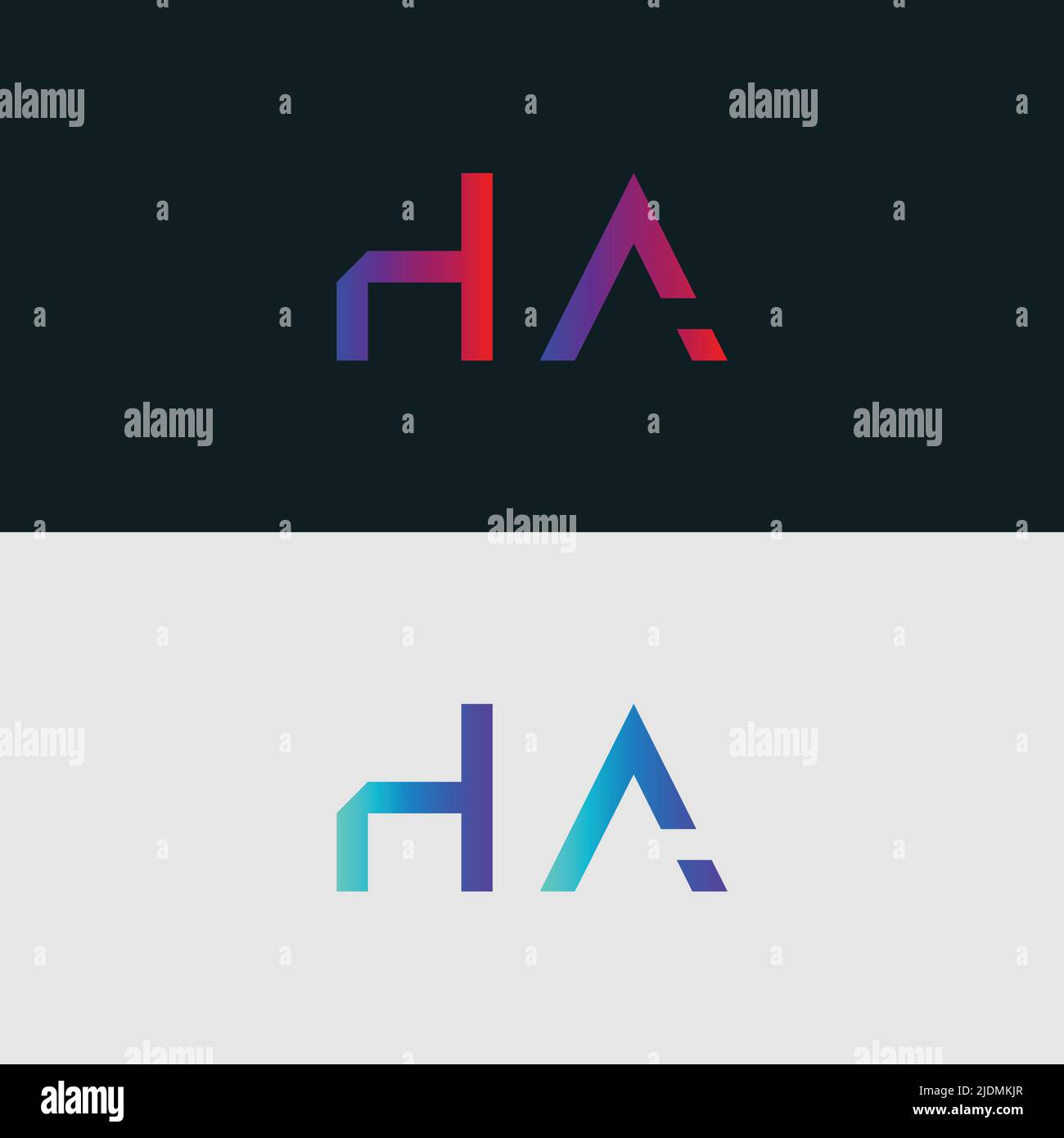 Initial Alphabet letter Logo icon HA, colorful vibrant gradient color ...