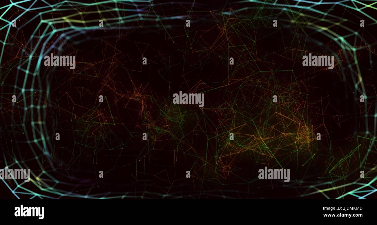 Image of lines and connections in black digital space Stock Photo - Alamy