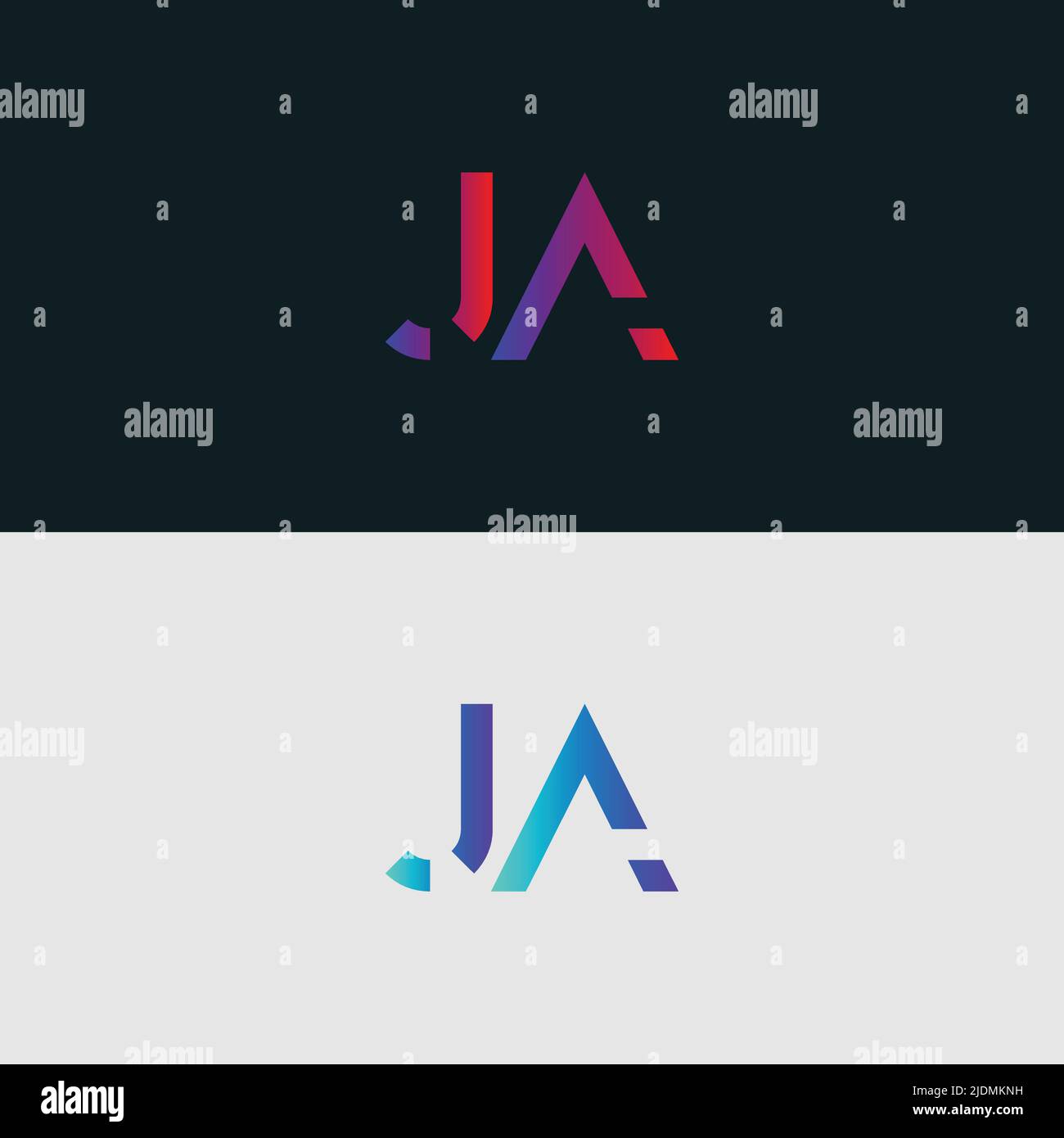 Initial Alphabet letter Logo icon JA, colorful vibrant gradient color ...
