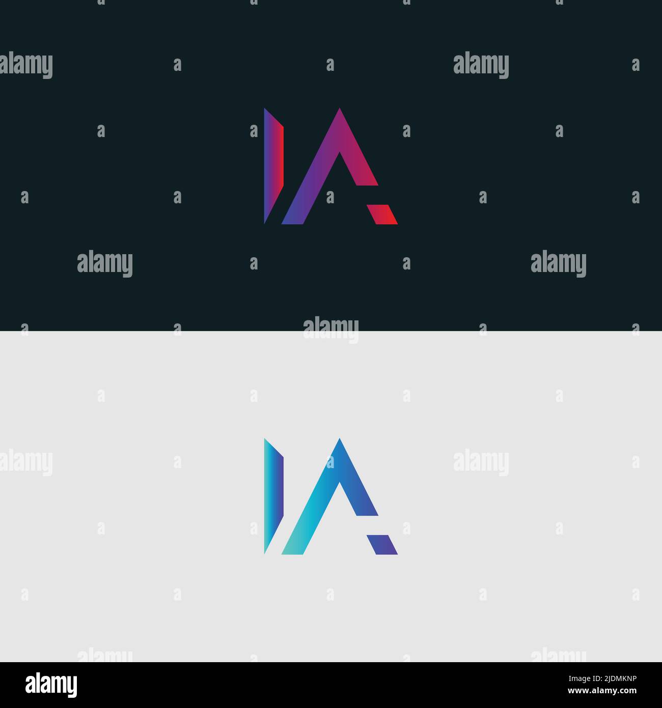 Initial Alphabet letter Logo icon IA, colorful vibrant gradient color ...
