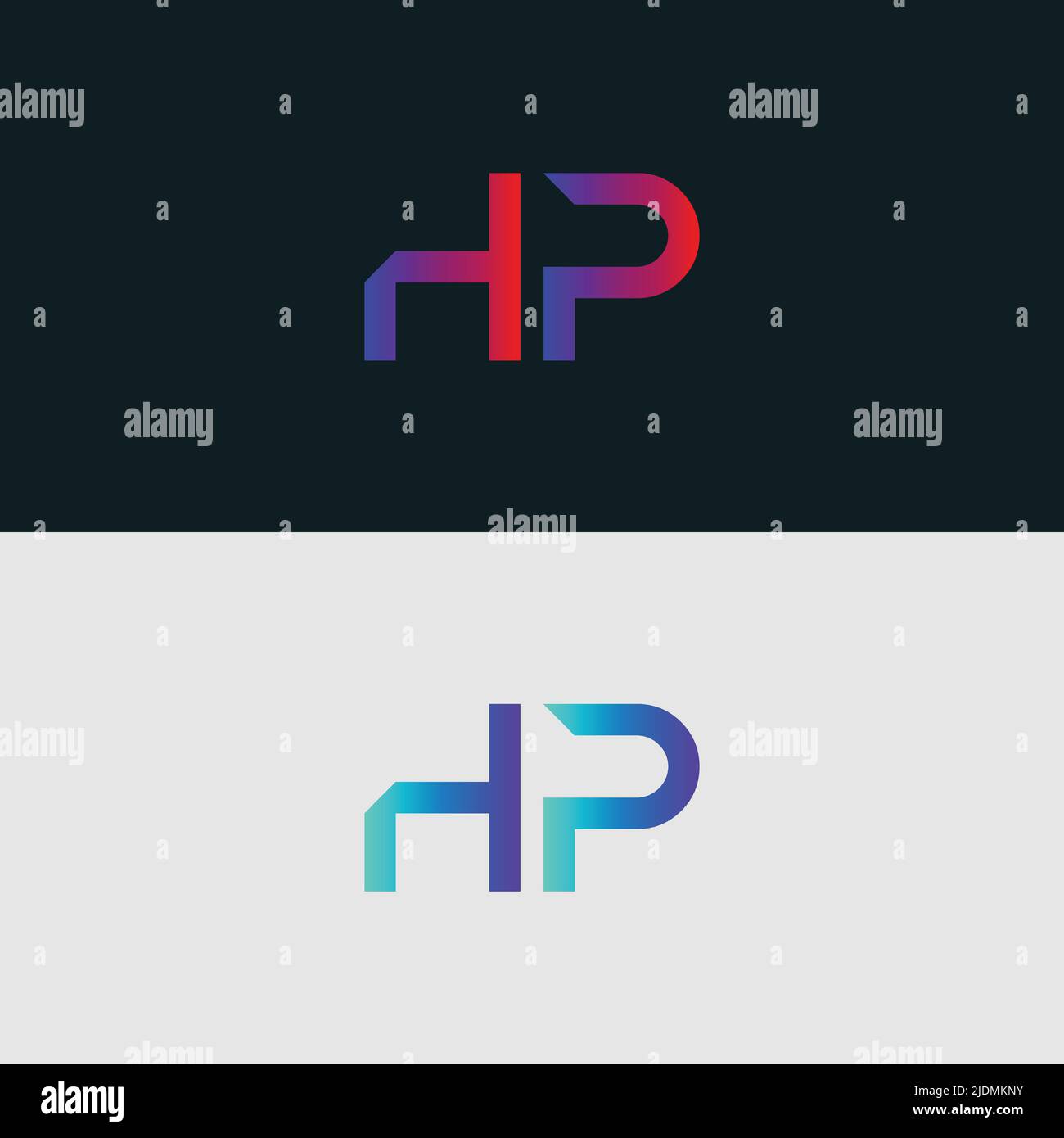 Initial Alphabet letter Logo icon HP, colorful vibrant gradient color ...