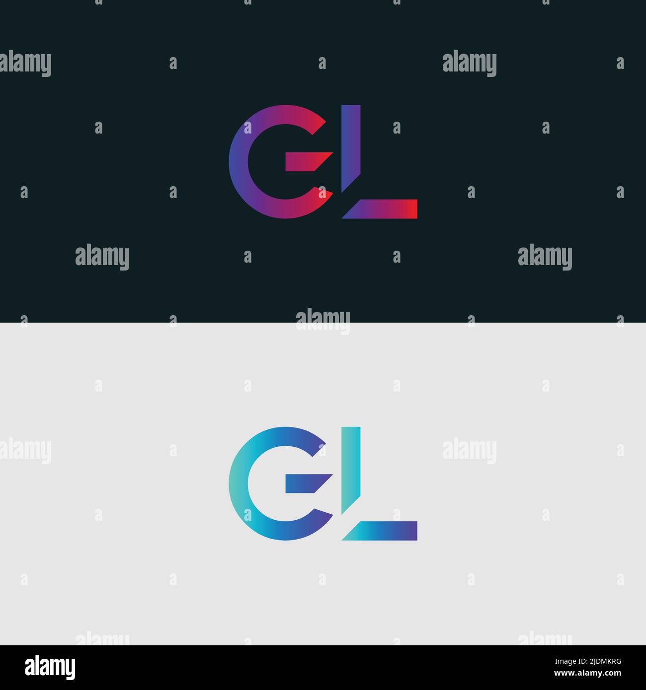 Initial Alphabet letter Logo icon GL, colorful vibrant gradient color ...