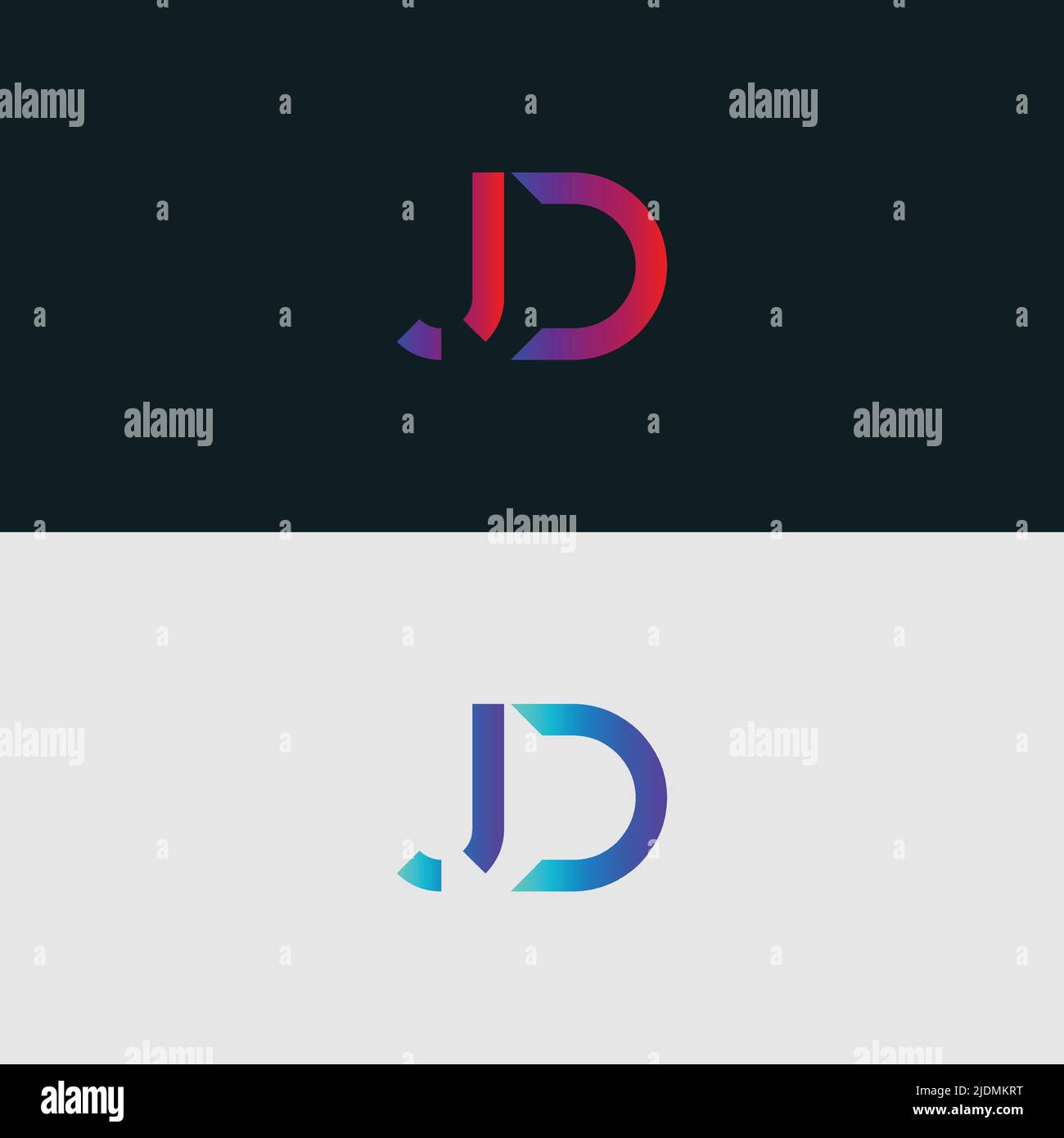 Initial Alphabet letter Logo icon JD, colorful vibrant gradient color ...
