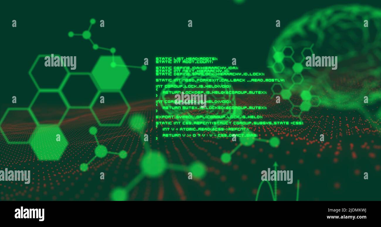 Image of brain and data processing on black background Stock Photo - Alamy