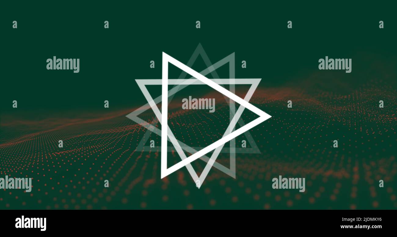 Image of triangles and spots on black background Stock Photo - Alamy