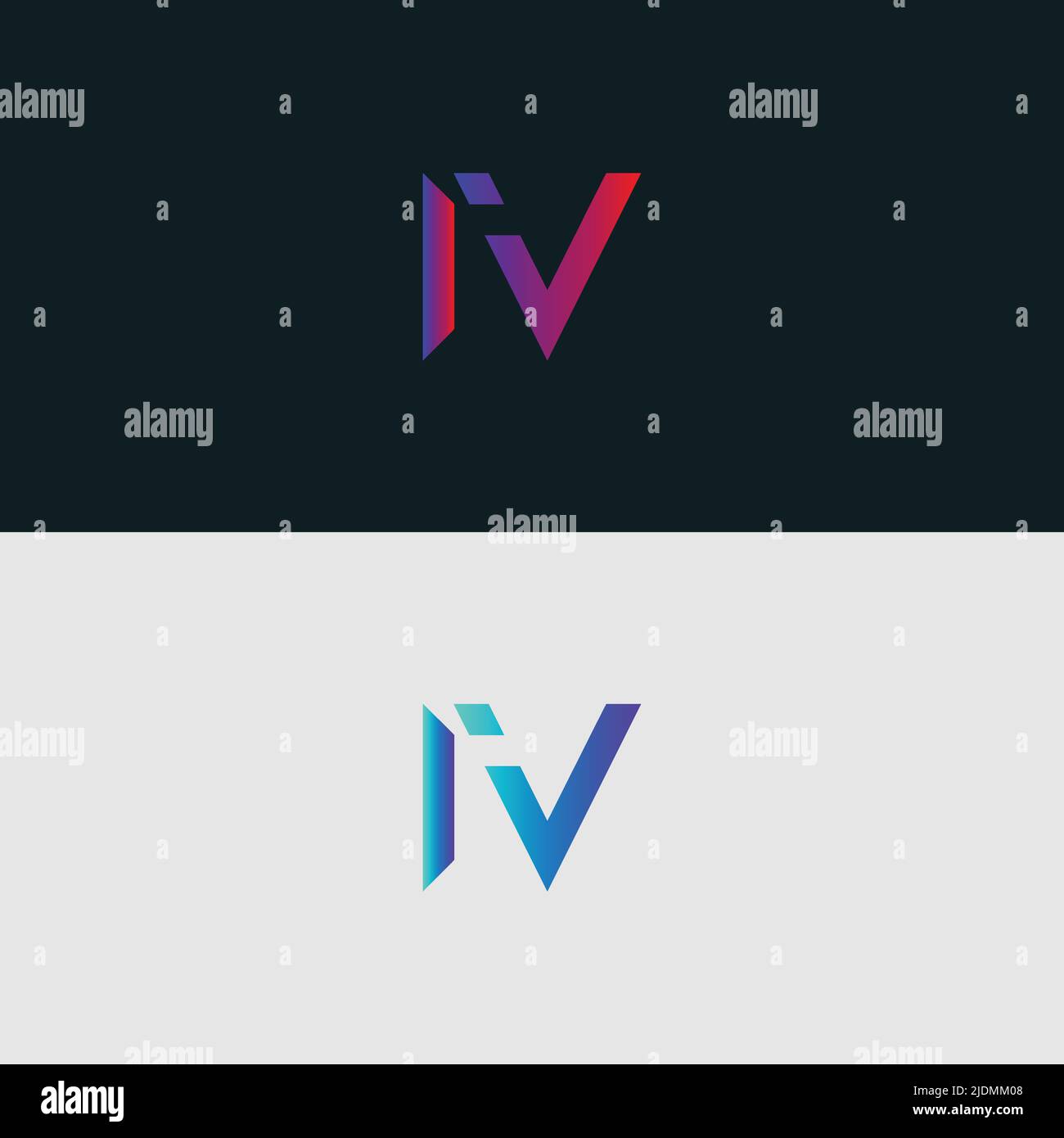 Initial Alphabet letter Logo icon IV, colorful vibrant gradient color ...