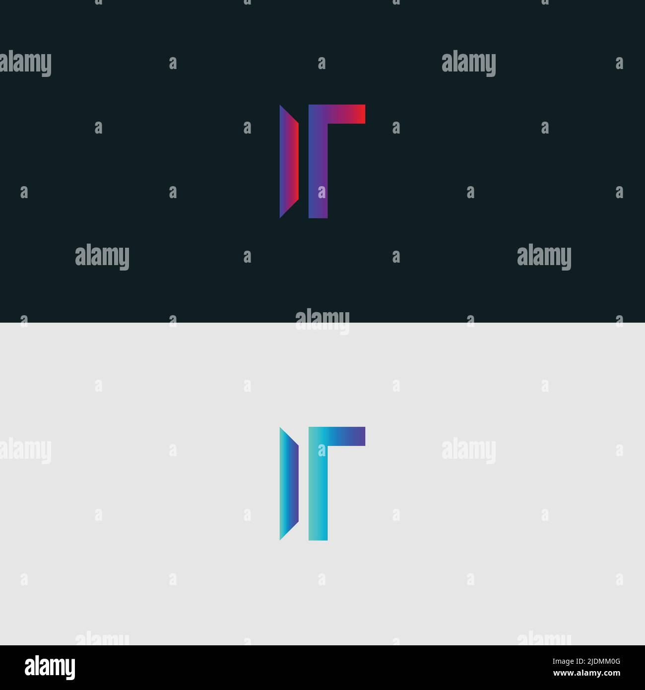 Initial Alphabet letter Logo icon IT, colorful vibrant gradient color ...