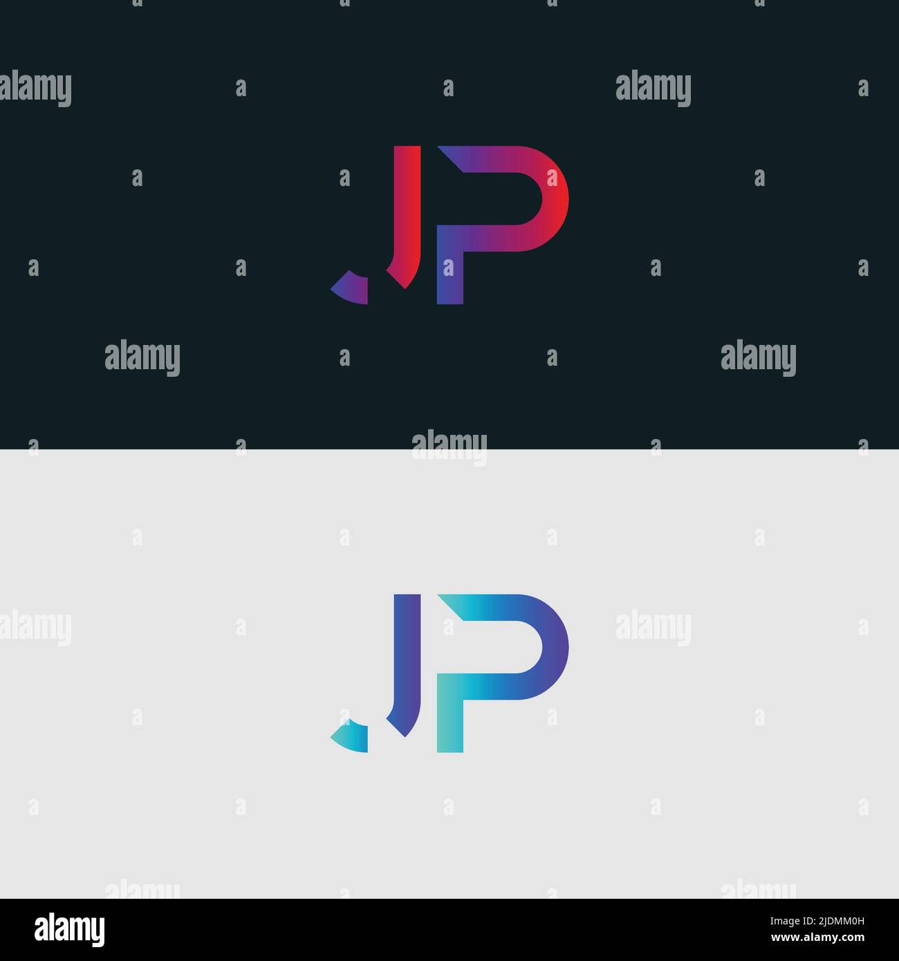 Initial Alphabet letter Logo icon JP, colorful vibrant gradient color ...