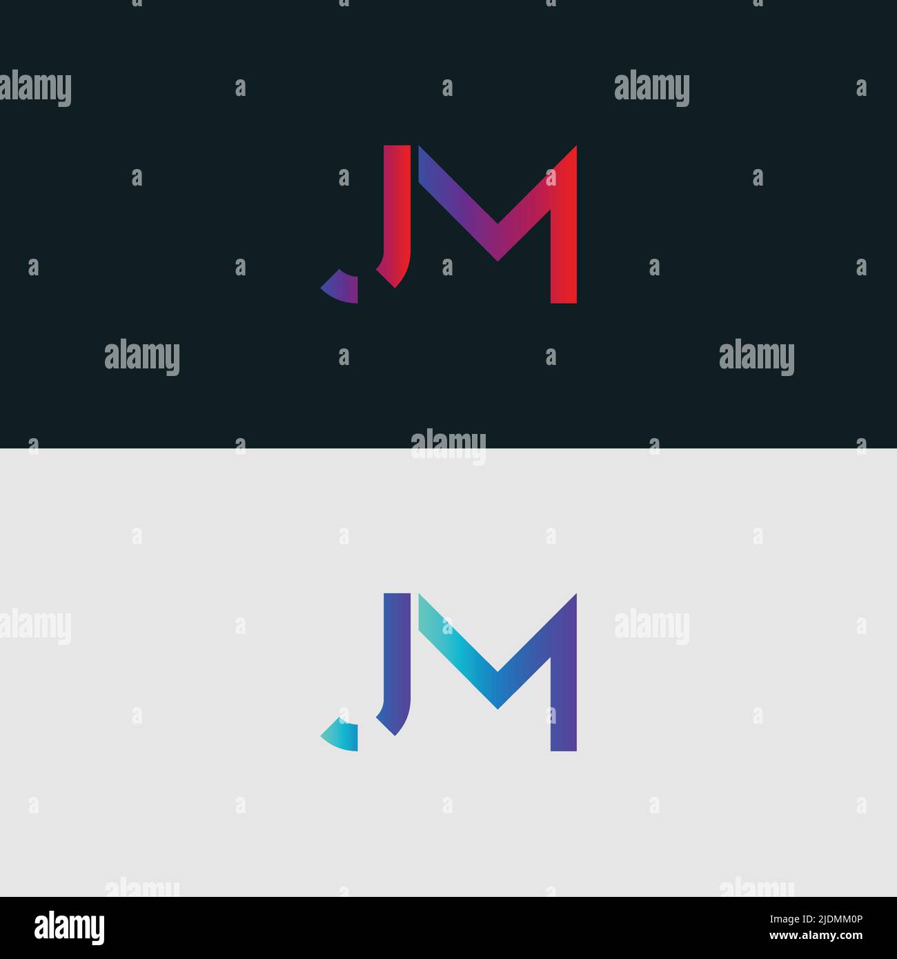 Initial Alphabet letter Logo icon JM, colorful vibrant gradient color ...