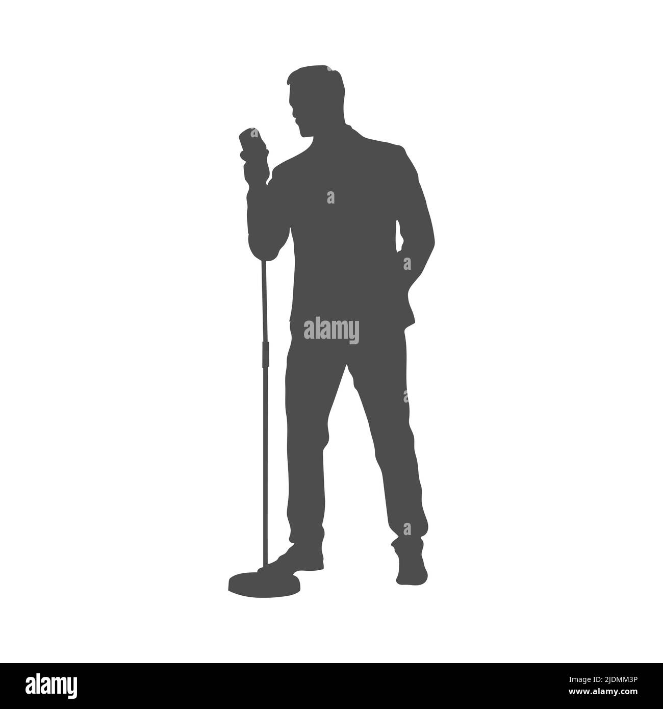 singer with a microphone. Vector silhouette for creative and thematic ...