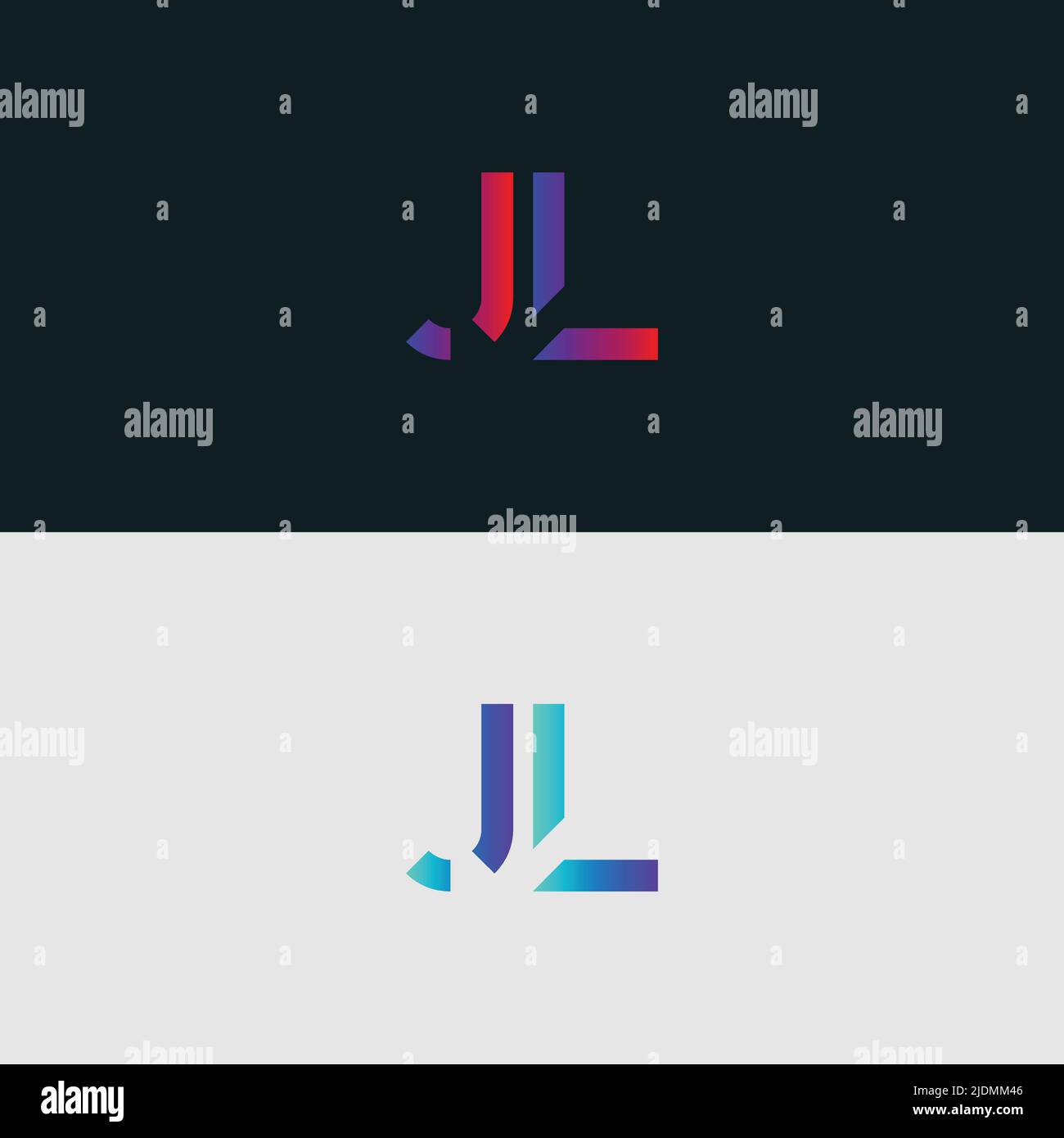 Initial Alphabet letter Logo icon JL, colorful vibrant gradient color ...