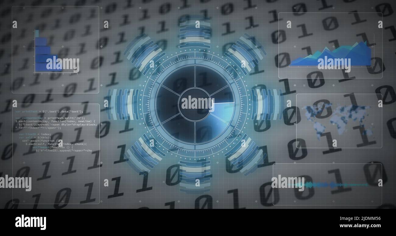 Image of scope scanning and data processing on white background Stock ...