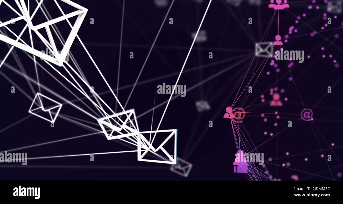 Image of media and evelope icons on black background Stock Photo - Alamy