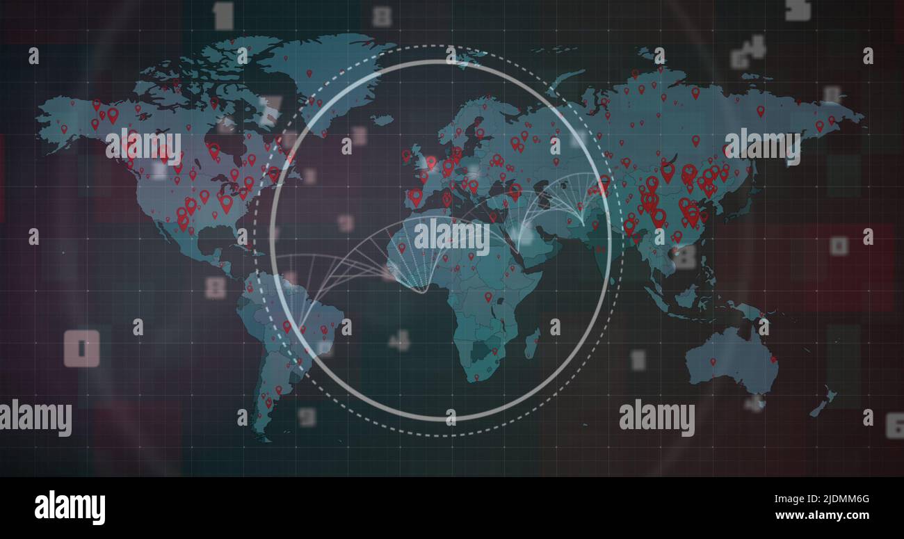 Image of dna strand over world map Stock Photo - Alamy