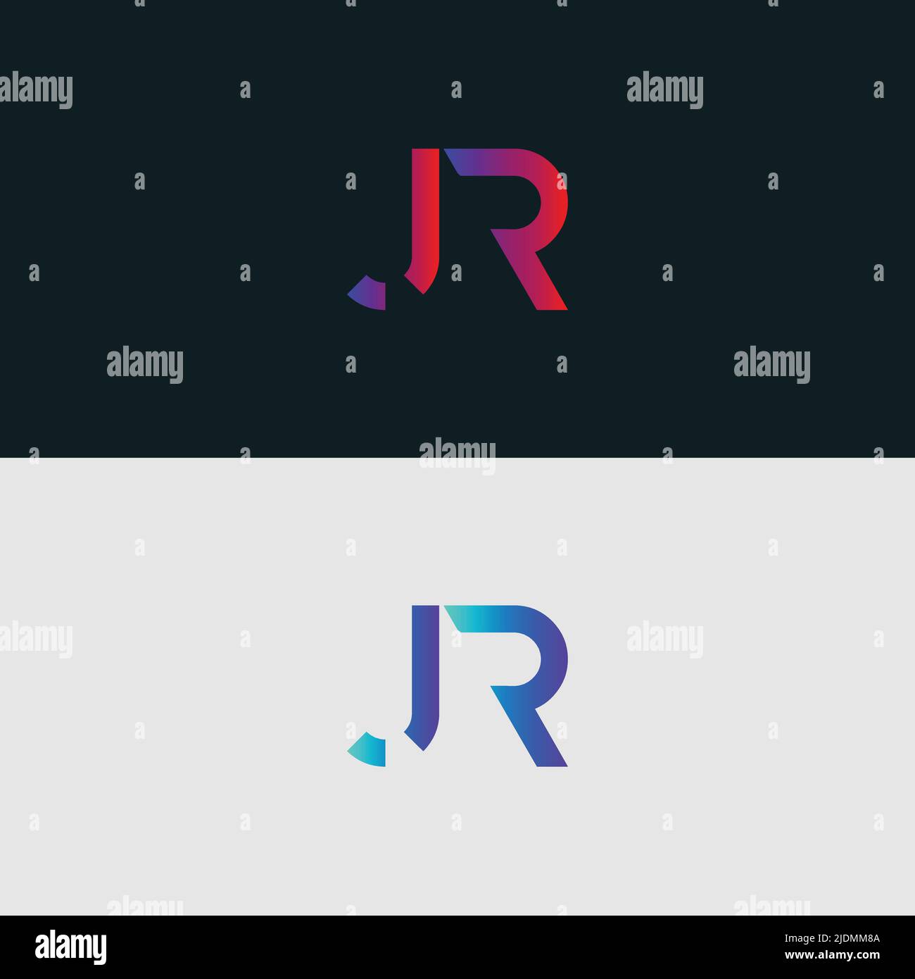 Initial Alphabet letter Logo icon JR, colorful vibrant gradient color ...